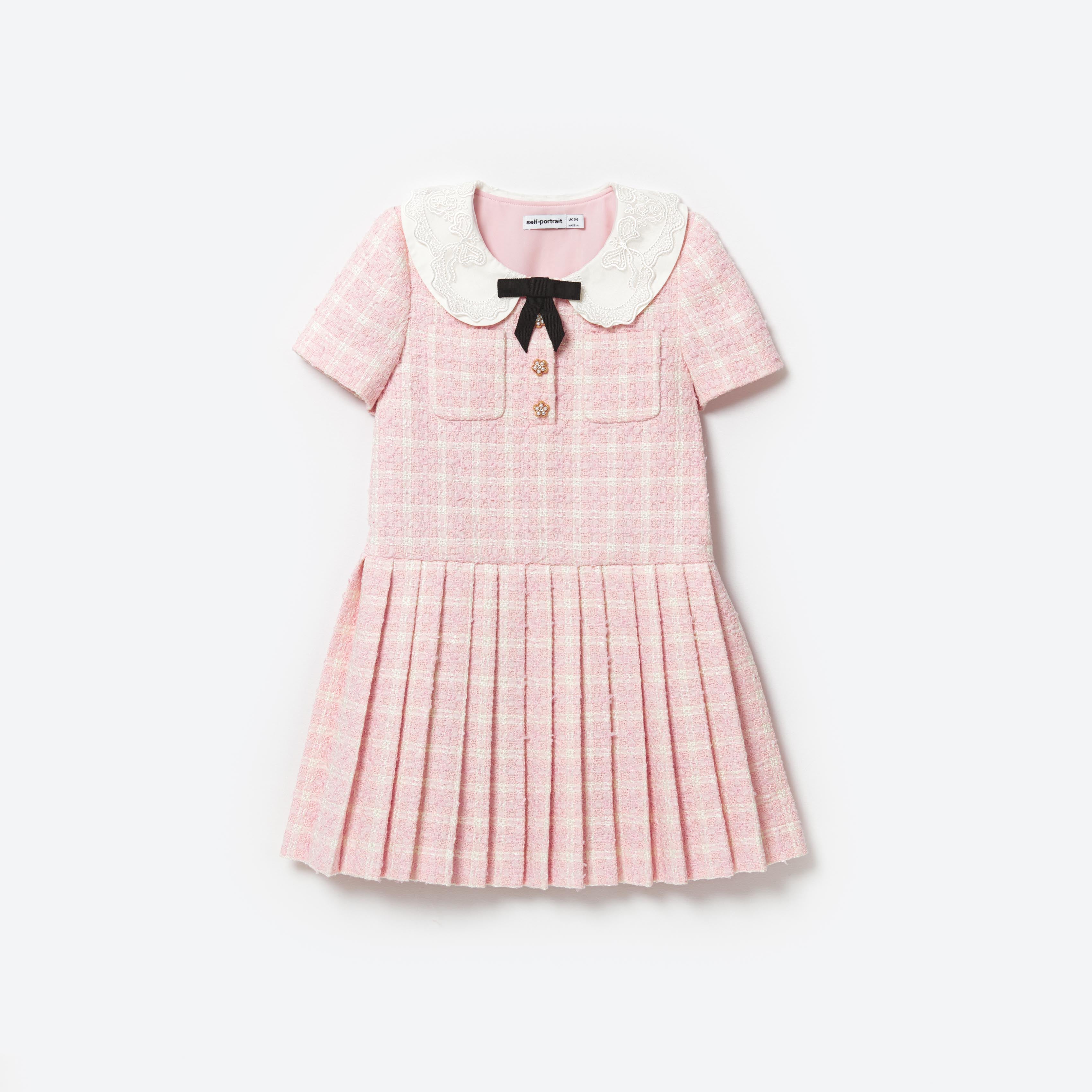 Pink Check Boucle Mini Dress – self-portrait-EU