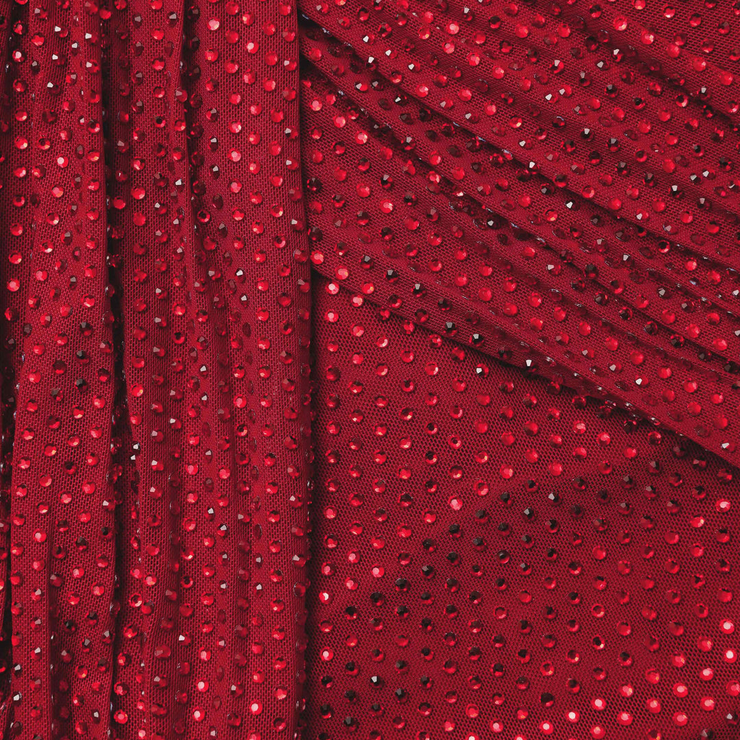 Red Rhinestone Mesh Maxi Dress – self-portrait-EU