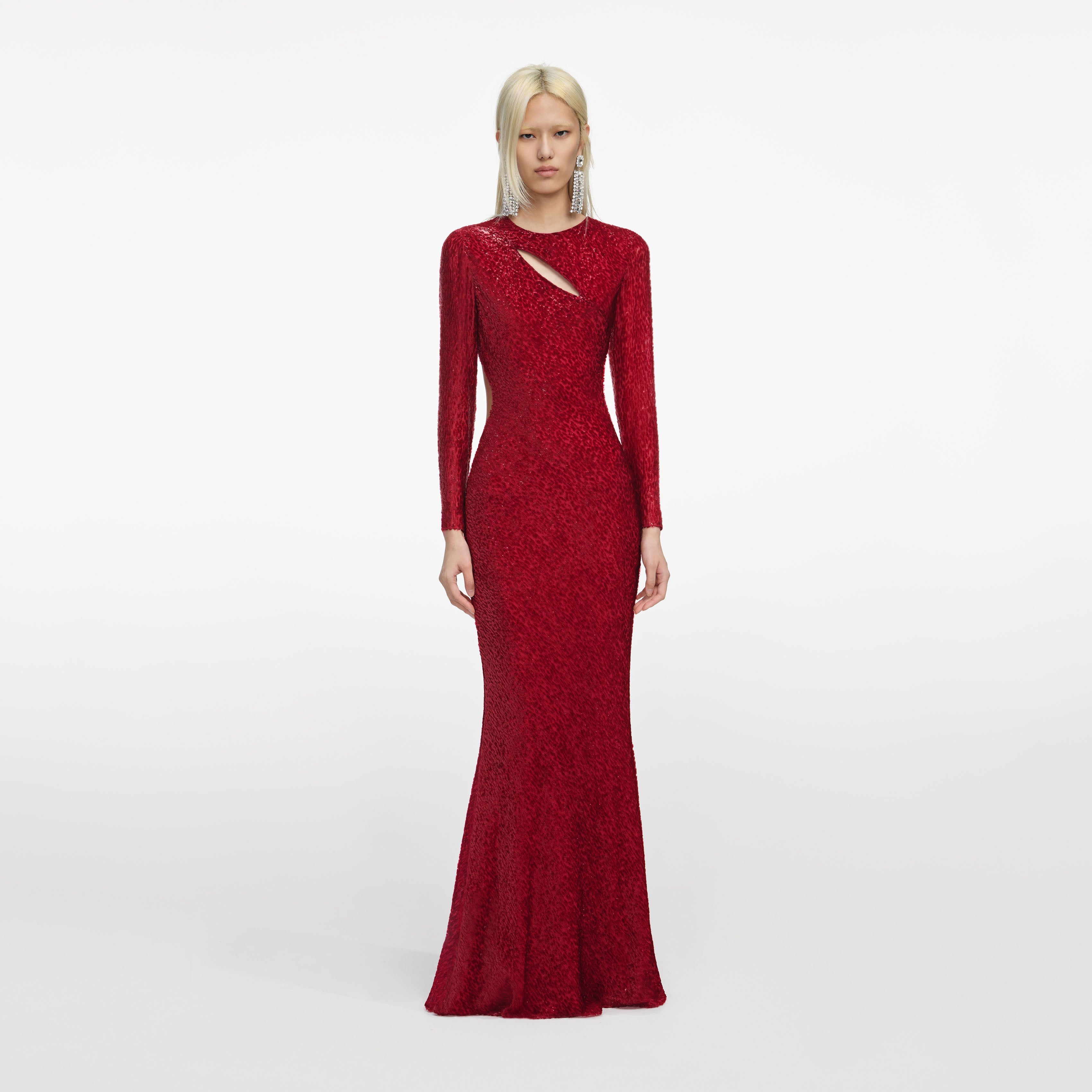 Red Fil Coupe Maxi Dress – self-portrait-EU