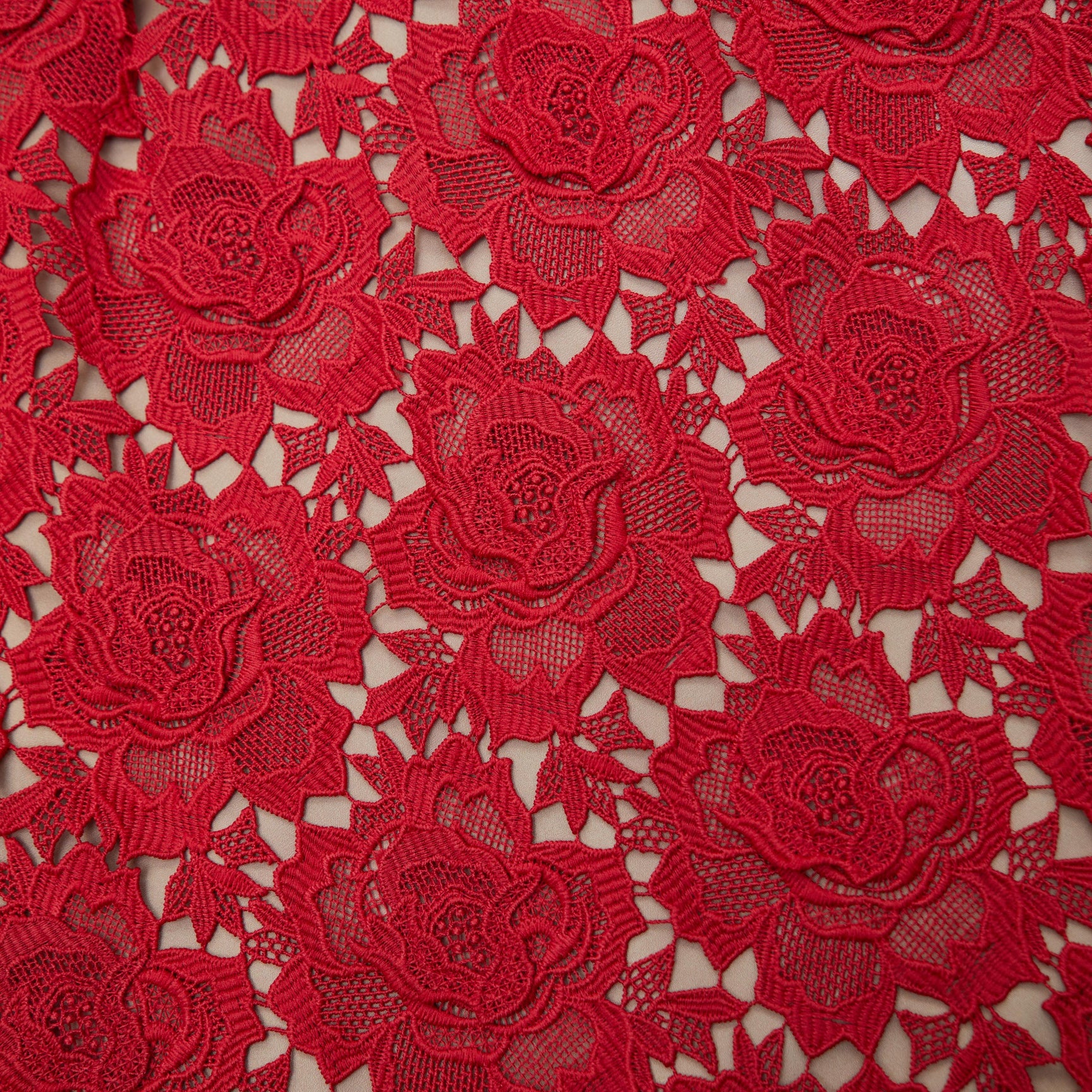 Red Lace Open Neck Midi Dress – self-portrait-EU