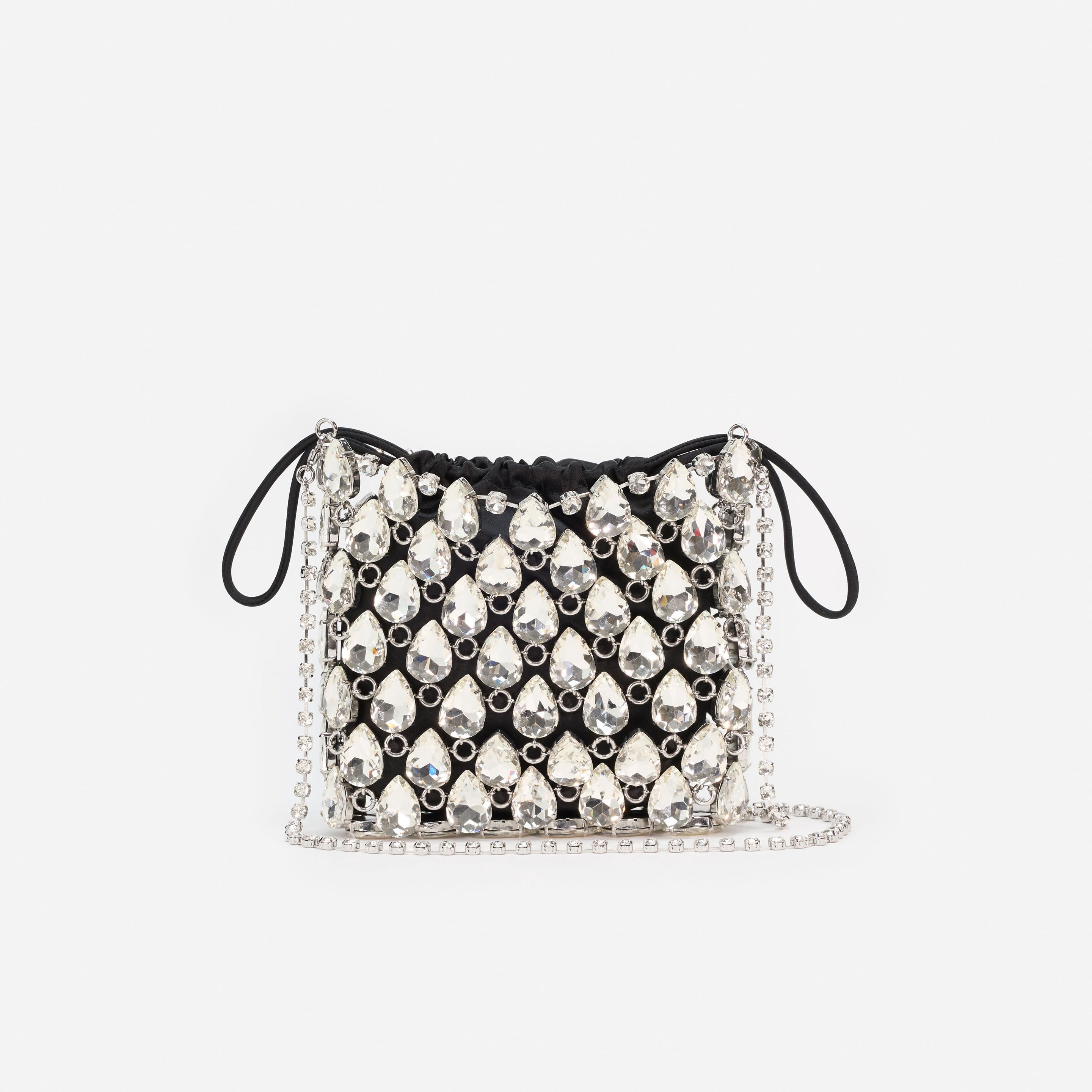 Silver Crystal Chainmail Mini Bag – self-portrait-EU