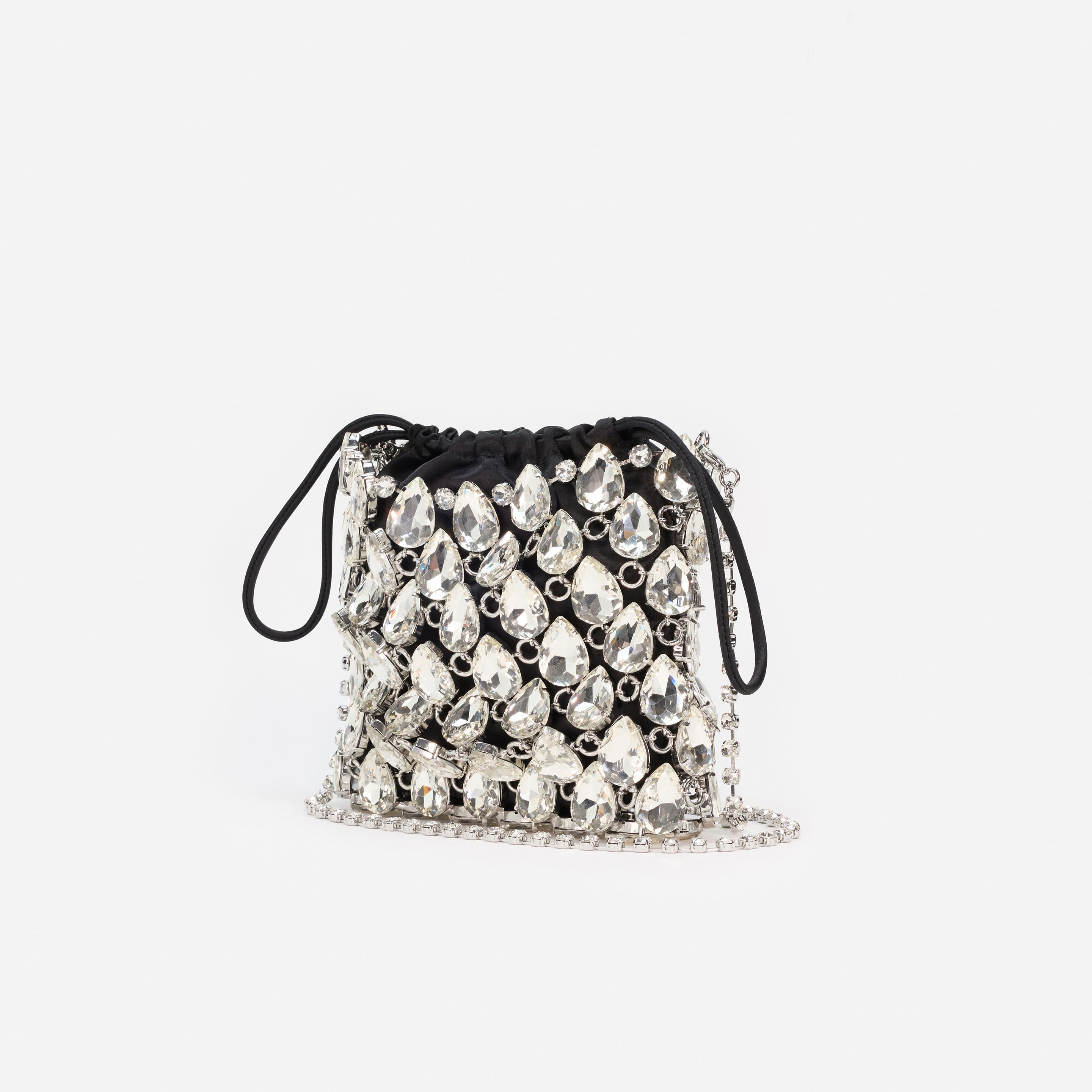 Silver Crystal Chainmail Mini Bag – self-portrait-EU